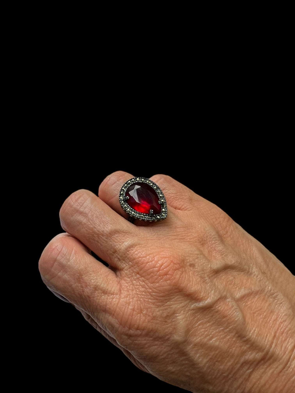 Anillo Drop Pav Rojo Rubí Regina Castillo Anillos