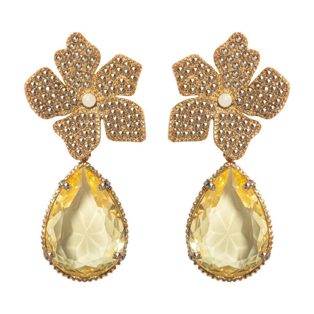 Arete Flor Catha con Drop Clásico I Gold | Joyería Regina Castillo ...